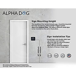 ALPHA DOG Exit Route Sign with Braille - ADA Compliant Tactile Exit Route Sign with Grade 2 Contracted Braille and Raised Text, 5x6 inch, UV Stable for Indoor or Outdoor Use, Made in the USA
