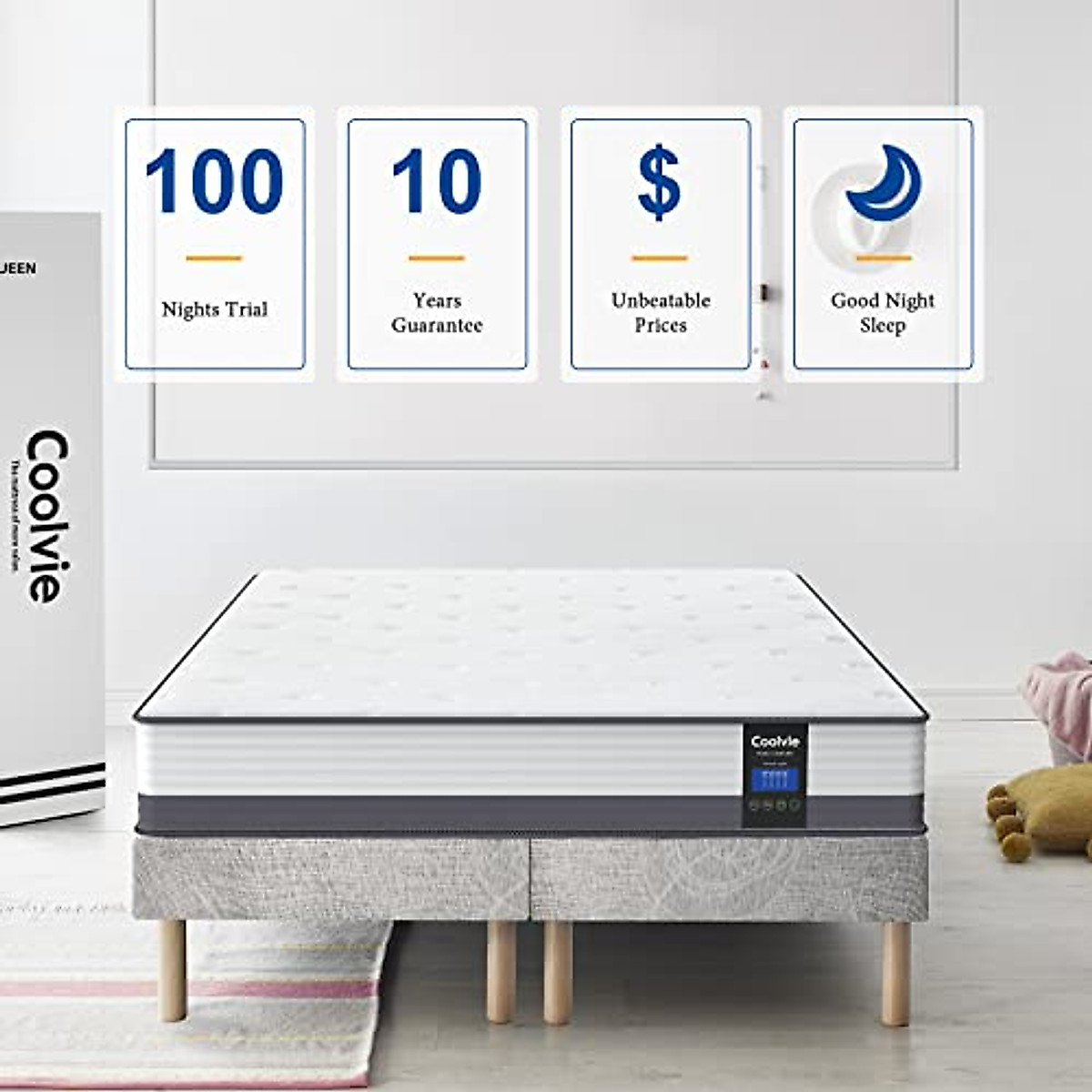 Coolvie Full Size Mattress, 10 Inch Full Hybrid Mattresses, Full Mattress in A Box, Individual Pocket Springs with Memory Foam Layer Probide Pain Relief Motion Isolation & Cool Sleep, 2023 New