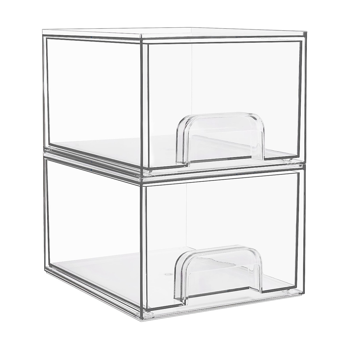 Vtopmart Stackable Makeup Organizer Storage Drawer, 4.4'' Tall Acrylic Bathroom Organizers，Clear Plastic Storage Bins For Vanity, Undersink, Kitchen Cabinets, Pantry Organization and Storage
