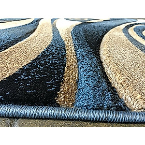 Modern Area Rug Blue Sculpture Design 258 (5 feet 2 inches x7 feet 1inch)
