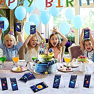 24 Pieces Outer Space Galaxy Mini Notepads, Science Astronaut Rocket Memo Spiral Tiny Notebooks Teacher Classroom Reward Supply for Boys Girls Solar System Planet Birthday Theme Party Favor