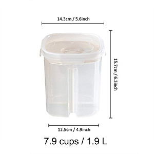 AIKENR Airtight Food Storage Containers with Lids, Cereal Dry Food Storage Container for Keeping Food Dry & Fresh, Clear Plastic Cereal Storage Box Ideal for Candy Snacks 1.9L