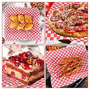 100pcs Deli Paper Sheets 12x12", Premium Food Basket Liners, Grease Resistant Wax Paper Sheets for Food, Classic Checkered Sandwich Wrapping Paper for Party, Festival and Outdoors, JIRNGLA