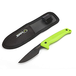 HME Fixed Stainless Steel Caping Black Oxide 2.5" Blade Knife with Heavy-Duty Nylon Sheath for Hunting, Camping, Backpacking