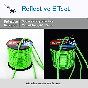 WEREWOLVES Reflective 550&176 lb Paracord - Nylon, Rope Roller,7&3 Strand Utility Parachute Cord for Camping Tent, Outdoor Packaging