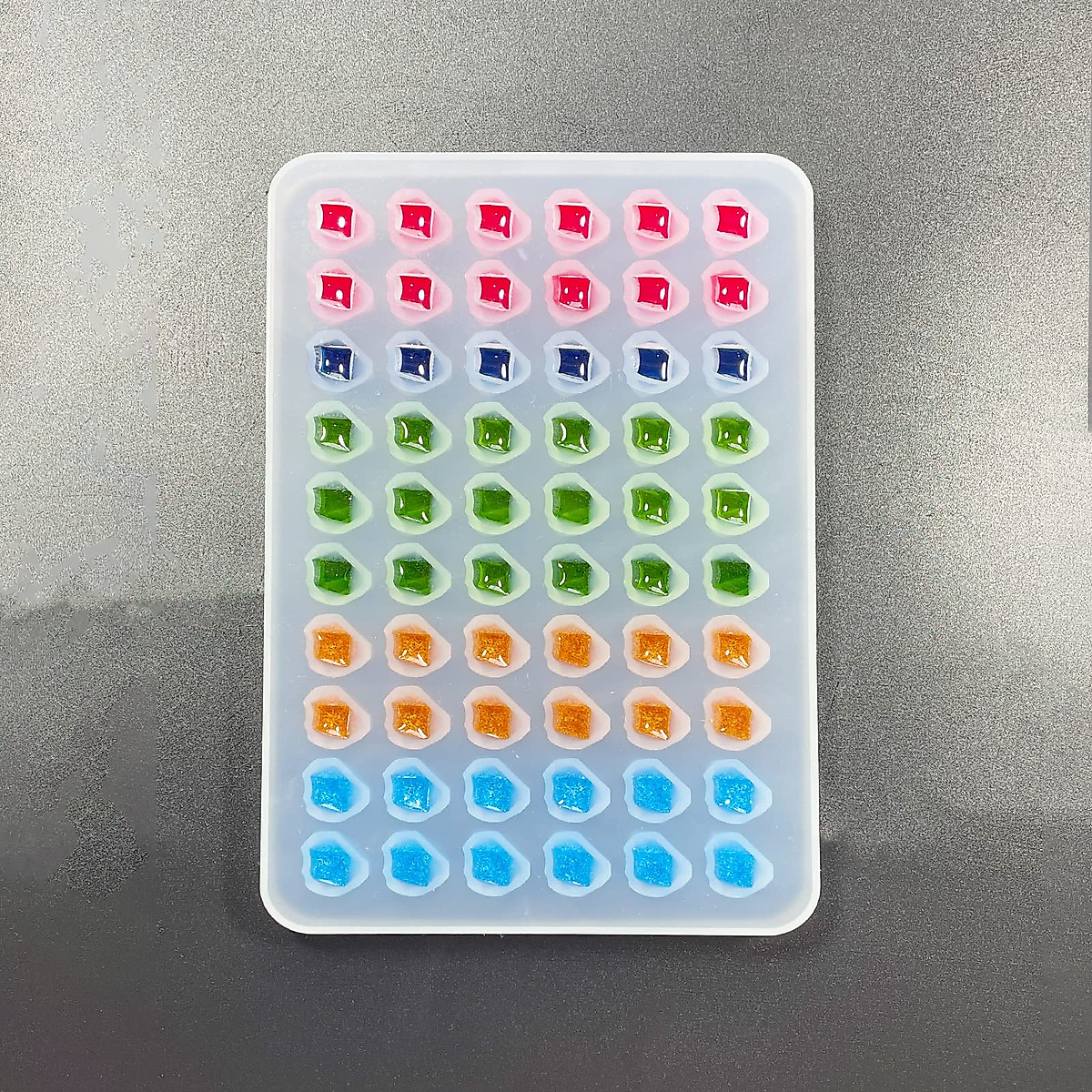 AMZTOART Mold Resin Craft Makes 60 Crystals - Small Crystal Stones Silicone Mold for Resin - Candles - Soap - Ice Cube - Jewelry - 1 Unique Shapes (White)