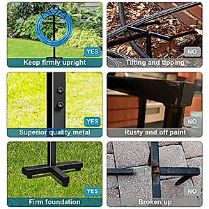 Artigarden Outdoor Garden Freestanding Hose Holder Stand, Heavy Duty Metal Water Pipe Storage Rack Stake for Backyard, Black