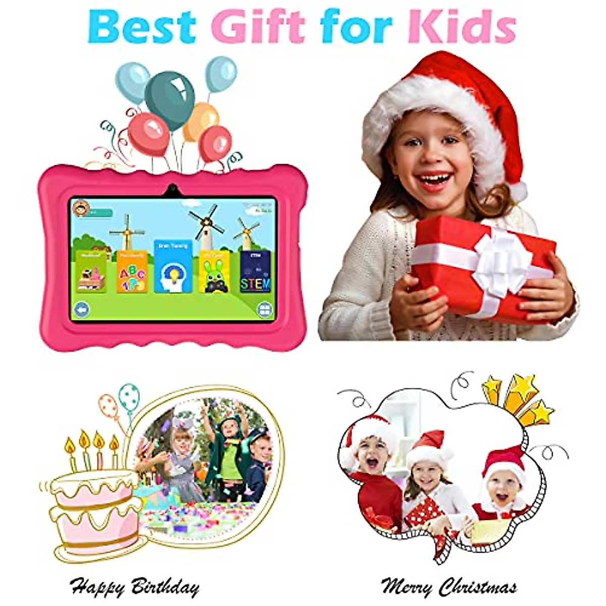 2023 Kids Tablet 7 inch Display Tablet for Toddlers, 32GB ROM, 2GB RAM Android 11.0 Tablet with Parental Control, Educational Games, WiFi, Bluetooth, Dual Camera, Kids Learning TV, Included Case