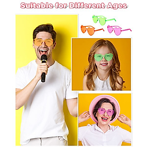 Yunsailing 30 Pcs Heart Shape Sunglasses Rimless Heart Glasses Bulk Colorful Glasses for Adults Trendy Glasses Women Eyewear (Bright Color)