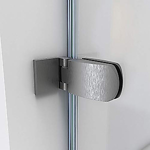 DreamLine Aqua Uno 56-60 in. W x 58 in. H Frameless Hinged Tub Door with Extender Panel in Brushed Nickel, SHDR-3534586-EX-04