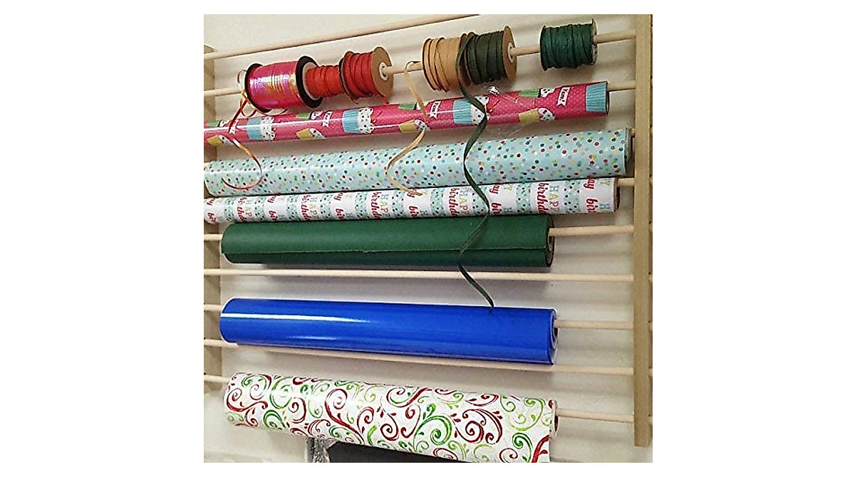 Storage Station for Gift Wrap & Crafts - Wall Mounted Organizer