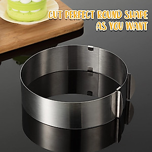 Amylove 6-12 Inch Round Cookie Cutters Adjustable Cake Cutter Stainless Steel Round Cake Trimmer for Baking Kit Mousse Layered Cake Biscuit Food Tiramisu Pastry