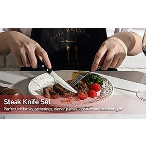 SANHUI Steak Knives, Steak Knife Set of 6, German Stainless Steel Steak Knife Serrated