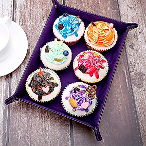 LYYXLL - 3 Pack Dice Tray for Rolling RPG DND Table Games Rectangle Folding PU Leather Tray Candy Holder Storage Box