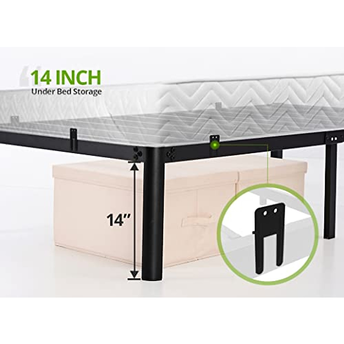 TATAGO 16 Inch Metal Platform Bed Frame with Anti-Collision Round Legs, 3000lbs Heavy Duty Mattress Foundation, Easy Assembly/Silent/Anti-Shake/Non-Slip/No Box Spring Needed, Twin