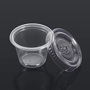 Akozon 3/4 Oz Storage Cups And Lids - Sauce Cup,Kitchen Plastic Chutney Cup Box Pot Container Lid 50Set(1oz)