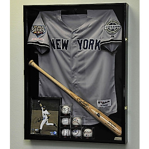 Extra Deep Jacket, Uniform, Jersey Shadow Box Display Case Cabinet w/98% UV Protection, Cherry