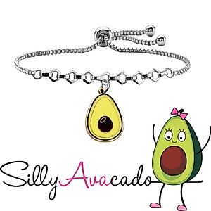 WSNANG Funny Avocado Slider Bracelet Avocado Jewelry Vegetarian Jewelry Gift for Avocado Lover (Silver Slider Bracelet)