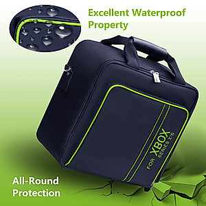 oamarando Carrying Case for XBOX ,Compatible with XBOX SERIES X/S, Travel Storage Bag for XBOX Controllers and Accessories,with Controller Protection Box (Black-Green)