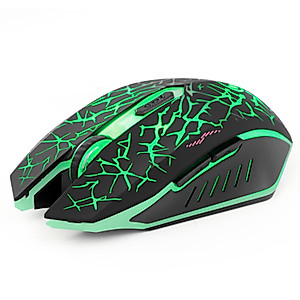 VEGCOO C12 Wireless Gaming Mouse,Rechargeable Mice Silent Click Cordless Mouse with 6 Buttons PC Gaming Mice Advanced Technology with 2.4GHZ Up to 2400DPI for PC Laptop (Green)