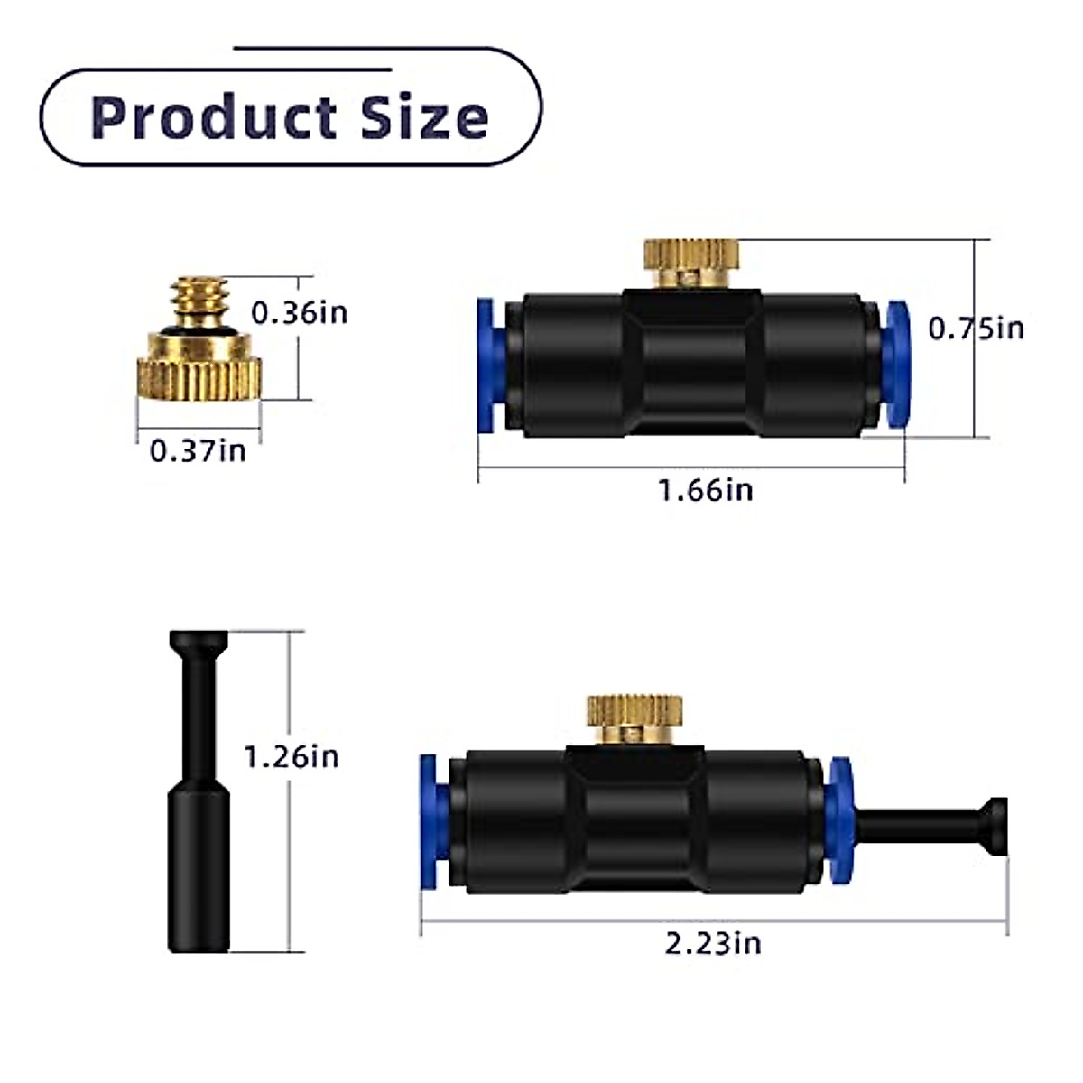 Brass Misting Nozzle Kit, 6 Mister Nozzles + 4 Tee Connectors + 1 End Plug for Outdoor Cooling Misting System