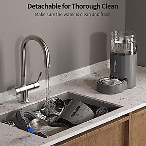 JUNSPOW Cat Water Dispenser with Placemat and Stainless Steel Bowl, Automatic Gravity Water Dispenser for Cats or Small Medium Size Dogs, Large Capacity, Easy to Clean and Safe for Pets (4L)