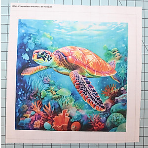 Fabric Panel 8"x8" Sea Turtle 100% Cotton Quilting Sewing Square AM2011