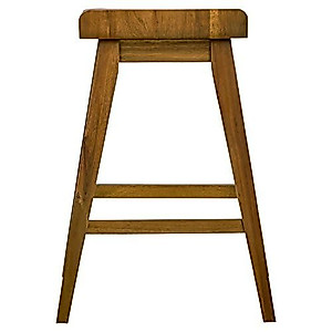 Amazon Brand – Stone & Beam Fremont Rustic Kitchen Counter Saddle Farmhouse Bar Stool, 25.5 Inch Height, Natural Wood