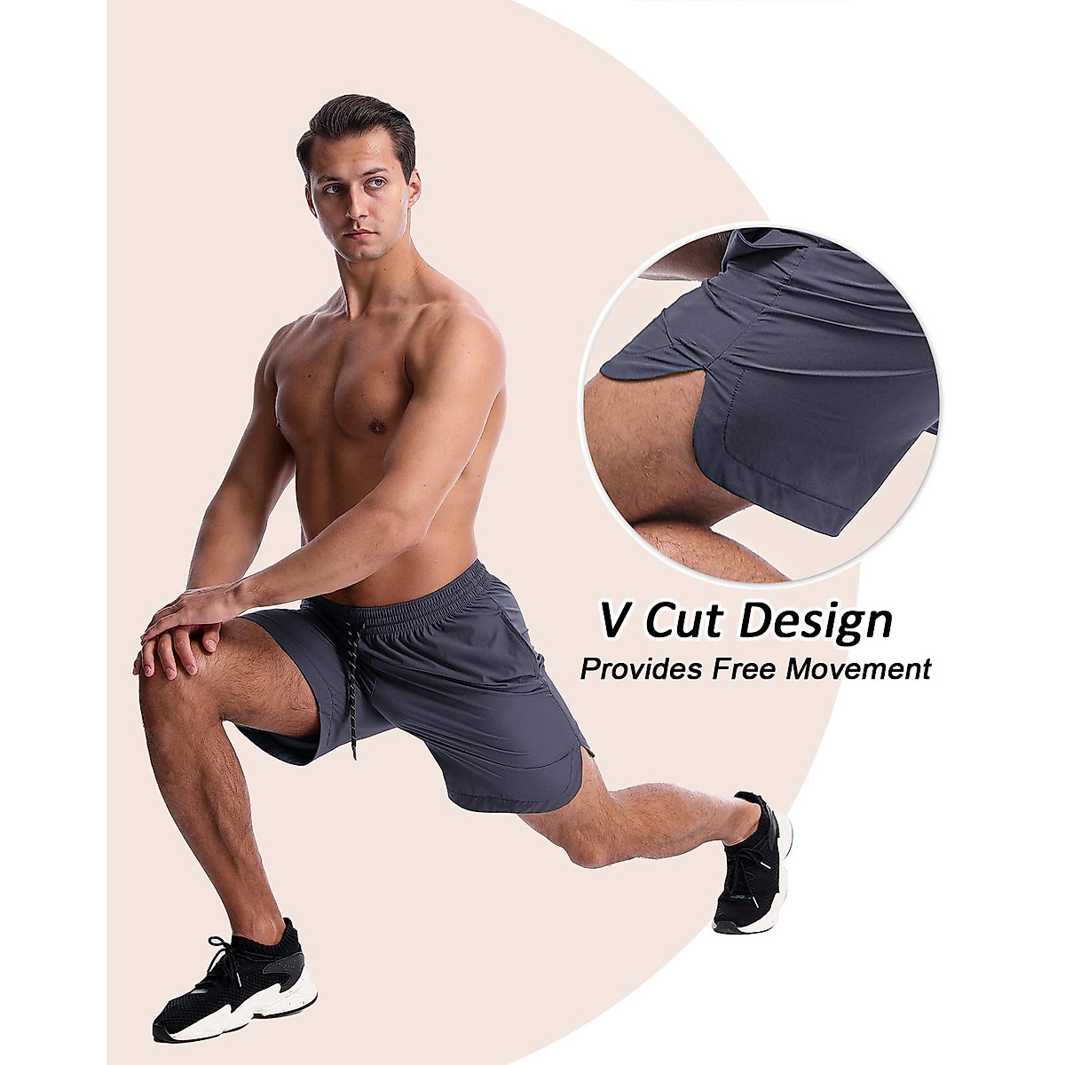 CANGHPGIN Men's Workout Athletic Running Shorts 7 inch Lightweight 2 Pack Basketball Sports Gym Shorts with Pockets