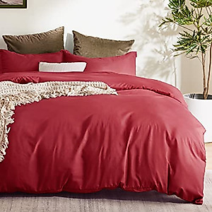 Bedsure Burgundy Red Duvet Cover Queen Size - Soft Brushed Microfiber Duvet Cover for Kids with Zipper Closure, 3 Pieces, Include 1 Duvet Cover (90"x90") & 2 Pillow Shams, NO Comforter