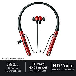 Neckband Bluetooth Headphones Wireless Earbuds 50H Continuous Working Time IPX5 Lightweight Foldable Sports Earphones with Built-in Mic HD Call Noise Cancelling for Trucker Workout (Red), AK01-02
