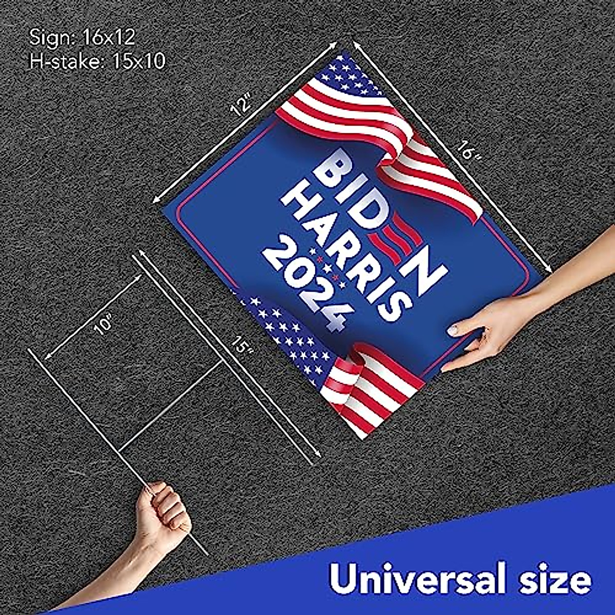 Biden Harris 2024 Yard Sign - 16x12 Coroplast Double Sided Biden for President Yard Sign - Joe Biden Lawn Sign - Biden Harris Sign for Yard, Window