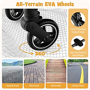 BABY JOY Lightweight Baby Stroller, Compact Travel Stroller for Airplane, Infant Toddler Stroller w/Adjustable Backrest & Canopy, Storage Basket, Self Standing Gravity Fold, Aluminium Frame (Black)