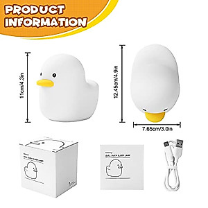 booborny Kids Night Lights for Bedroom Cute Lamp LED Duck Kawaii Lamp Silicone Nursery Night Light for Baby and Toddler Animal Night Lights for Girls and Boys