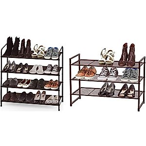 Simple Houseware 4-Tier Shoe Rack + 3-Tier Stackable Shoes Rack