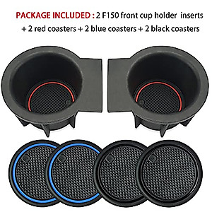 AOTEMILK TPE Console Cup Holder Inserts Replacement for Ford F150 2004-2008 with Flow Through Console Drink Bottle Hold for 2003-2006 Ford Expedition & Lincoln Navigator