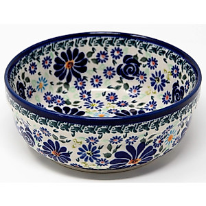 Polish Pottery Bowl 6 Inch From Zaklady Ceramiczne Boleslawiec #833/1-du126 Pattern, Height: 2.5" Diameter: 6"