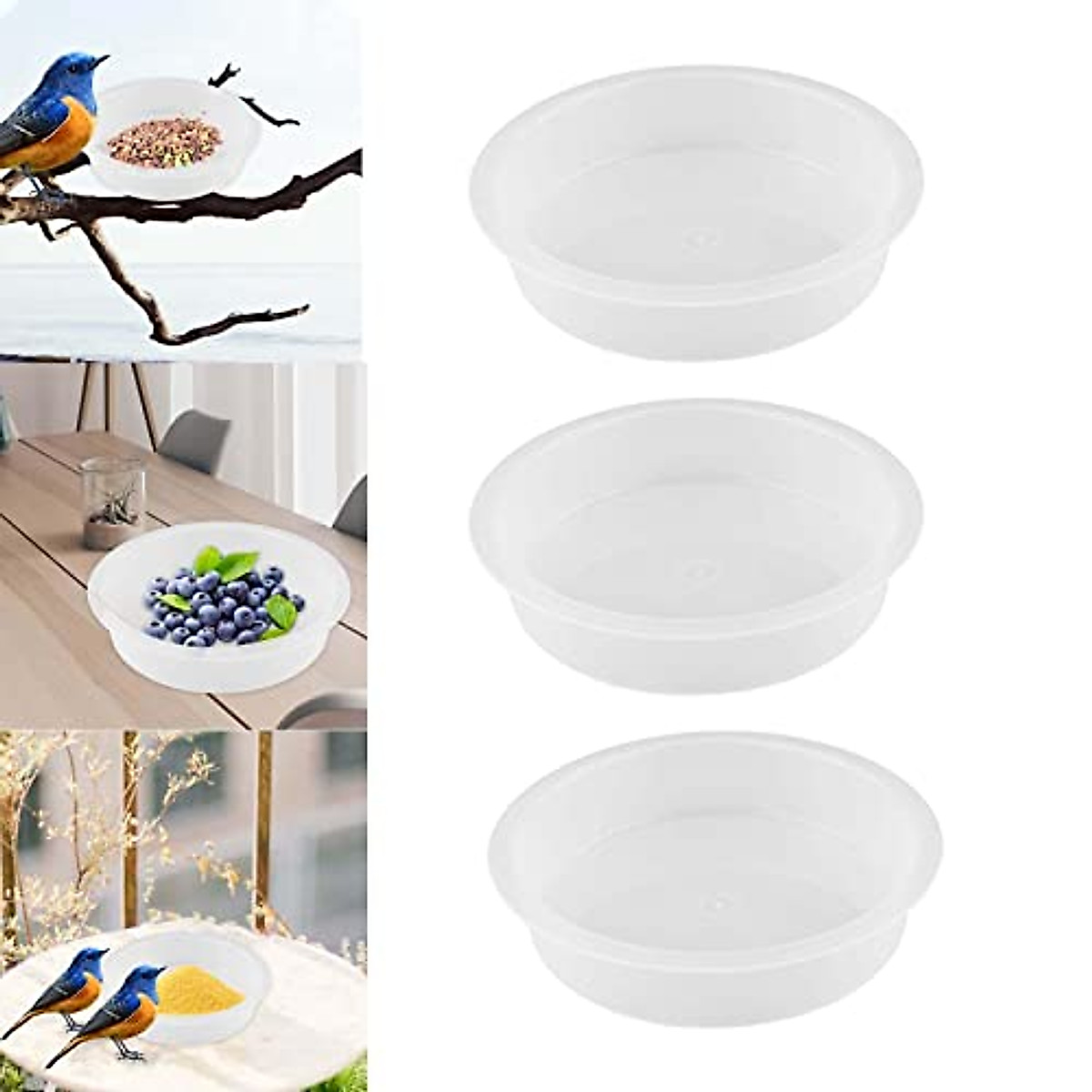 Baoblaze 3Pcs Plastic Birds Seed Feeder Birdbath Accessories Bird Feeding Station Tray