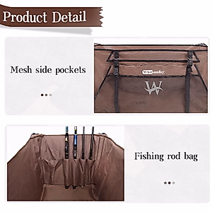 Whitsunday Heavy Duty Collapsible Wagon Cart, 380lb Load-Bearing Utility Wagon Cart with Big All Terrain Wheels, Folding Outdoor Wagon with Side Pocket for Beach, Camping, Outdoor Brown