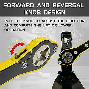 TONDA Jack Ratchet Wrench, Auto Labor-Saving Car Jack Wrench for Scissor Jack, 360 Degree Swivel Lug Wrench for Tire Jack, Forward and Reversal Knob Design