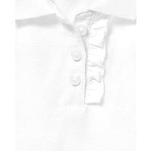 The Children's Place girls And Toddler Short Sleeve Ruffle Pique School Uniform Polo Shirt, White Single, 5T US