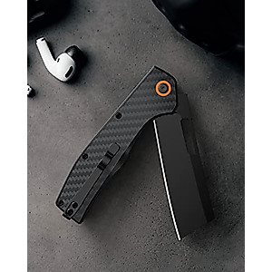 Rush Deer D2 Steel Blade Pocket Knife,Folding Knife with Clip & Carbon Fiber Handle,EDC Knife Utility Knife for Hiking Camping Fishing Work Outdoor Etc.Unique Gifts for Men Women Dad Husband Boyfriend