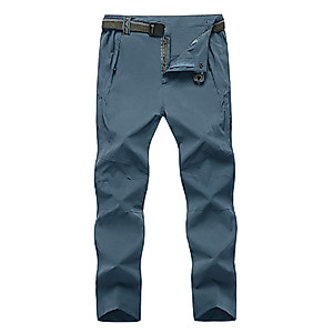 TBMPOY Men's Lightweight Hiking Pants Quick Dry Mountain Fishing Camping Travel Outdoor Pants Thin Stone Blue M