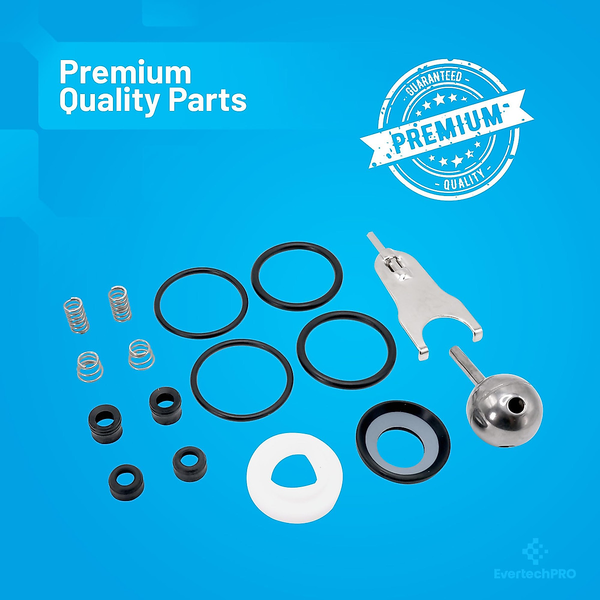 PLBDA01 EvertechPRO fits Delta Faucet Repair Kit Stainless Steel Ball, Tooling Replacement Cam, 4 Pcs O-Rings, Seal Kits, Springs - Compatible with Delta Kitchen Faucet Cartridge