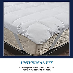 AmeriDown Deluxe Down Alternative Mattress Topper with Corner Elastic Band Attachments, Full Size Bed, White