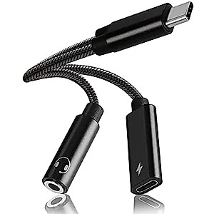 Samsung Galaxy S23 Ultra Headphone Adapter, 2 in 1 USB C to 3.5mm Headphone Jack Hi-Res DAC and Safe PD 60W Fast Charging Dongle Cord Compatible Google Pixel 6 5 4 XL, Galaxy 23/S22/S21/S21+, Note 20
