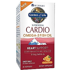 Garden of Life Fish Oil Omega 3 - Cardio Omega-3 Fish Oil Supplement for Heart Health, 915mg Omega 3 Fatty Acids EPA & DHA - Orange Flavor, Two Month Supply, Minami Ultimate Supplements, 60 Softgels