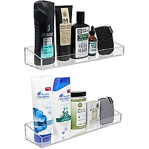 Sorbus Acrylic Bathroom Floating Display Shelves, Clear Shelf Storage for Bath Toiletries, Bookshelf, Spice Rack Wall Mounted, Clear