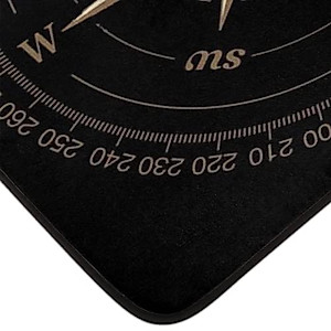 Compass Rose Area Rug, 5'x7', Artwork Black Washable Indoor Outdoor Rug Carpet Door Mats for Front Porch, Patio, Kitchen, Farmhouse, Entryway, Living Dining Room