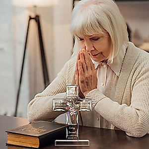 Acrylic Christian Standing Cross Inspirational Gifts with Bible Verse and Prayers Sunflower Religious Scripture Gifts for Women Men Friends Mom Wife Friends Colleague (Fresh Style)